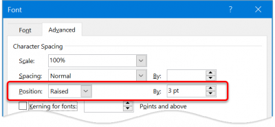 Raised text and lowered text in Microsoft Word | Position text with ...